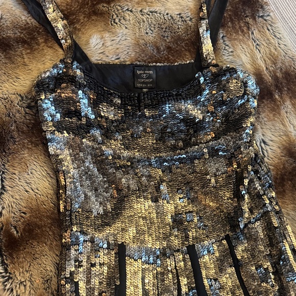 Topshop | Pants & Jumpsuits | Topshop Kate Moss Black And Gold Sequin ...
